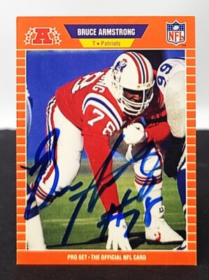 BRUCE ARMSTRONG Signed 1989 Pro Set Football Card #244 New England ...