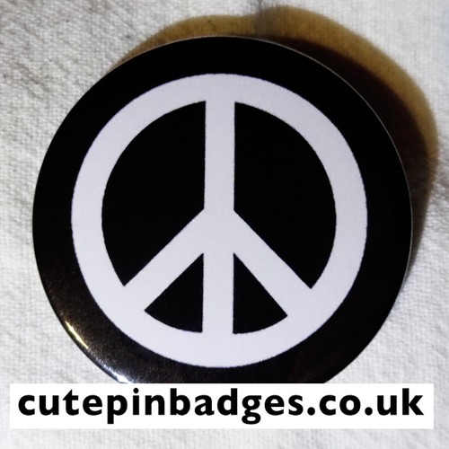 CND Badge or Sticker Black - 5 Sizes 25mm to 77mm Pin Button Peace Sign ...