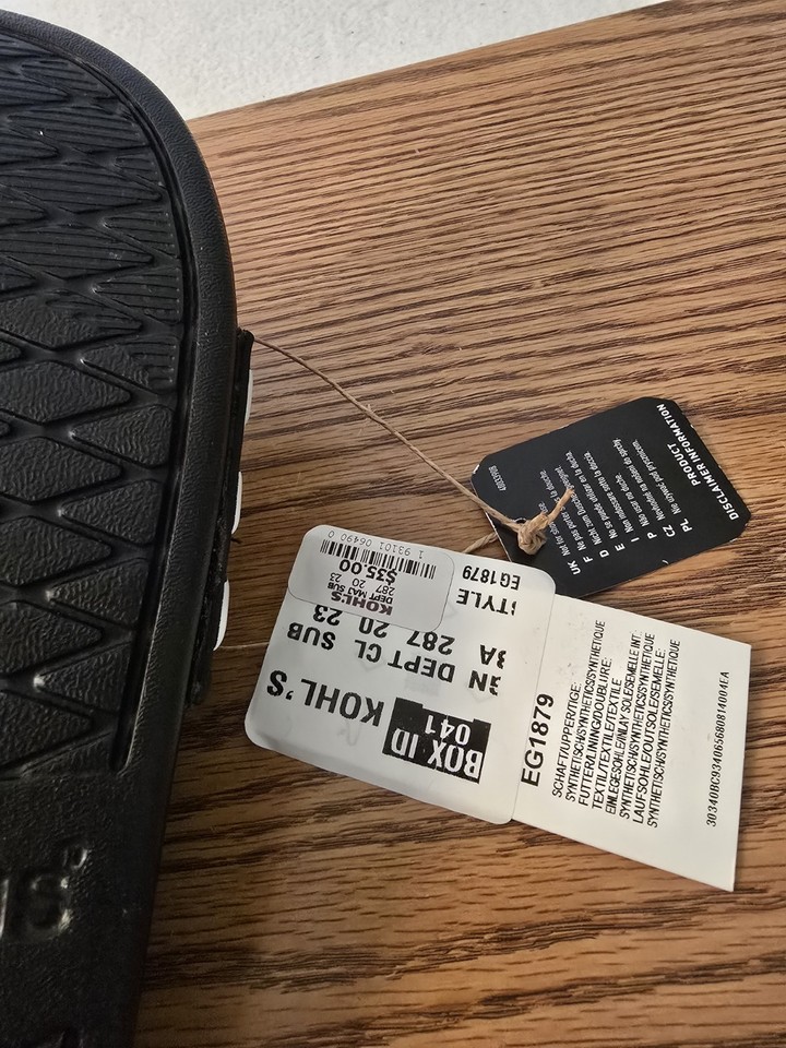 Adidas Adilette Comfort Kids Adjustable Slides - Black/White - Size 13K ...