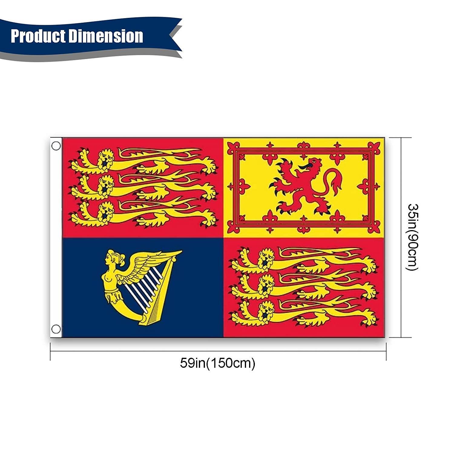 5X3FT UK Royal Standard Flag King Charles Queen Elizabeth British ...