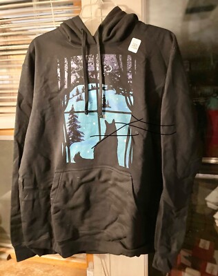Port Company Brand - Black Cat Looking out Window Winter Hoodie Size ...