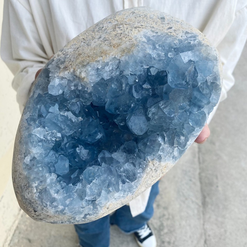 12LB Natural Beautiful Blue Celestite Crystal Geode Cave Mineral ...