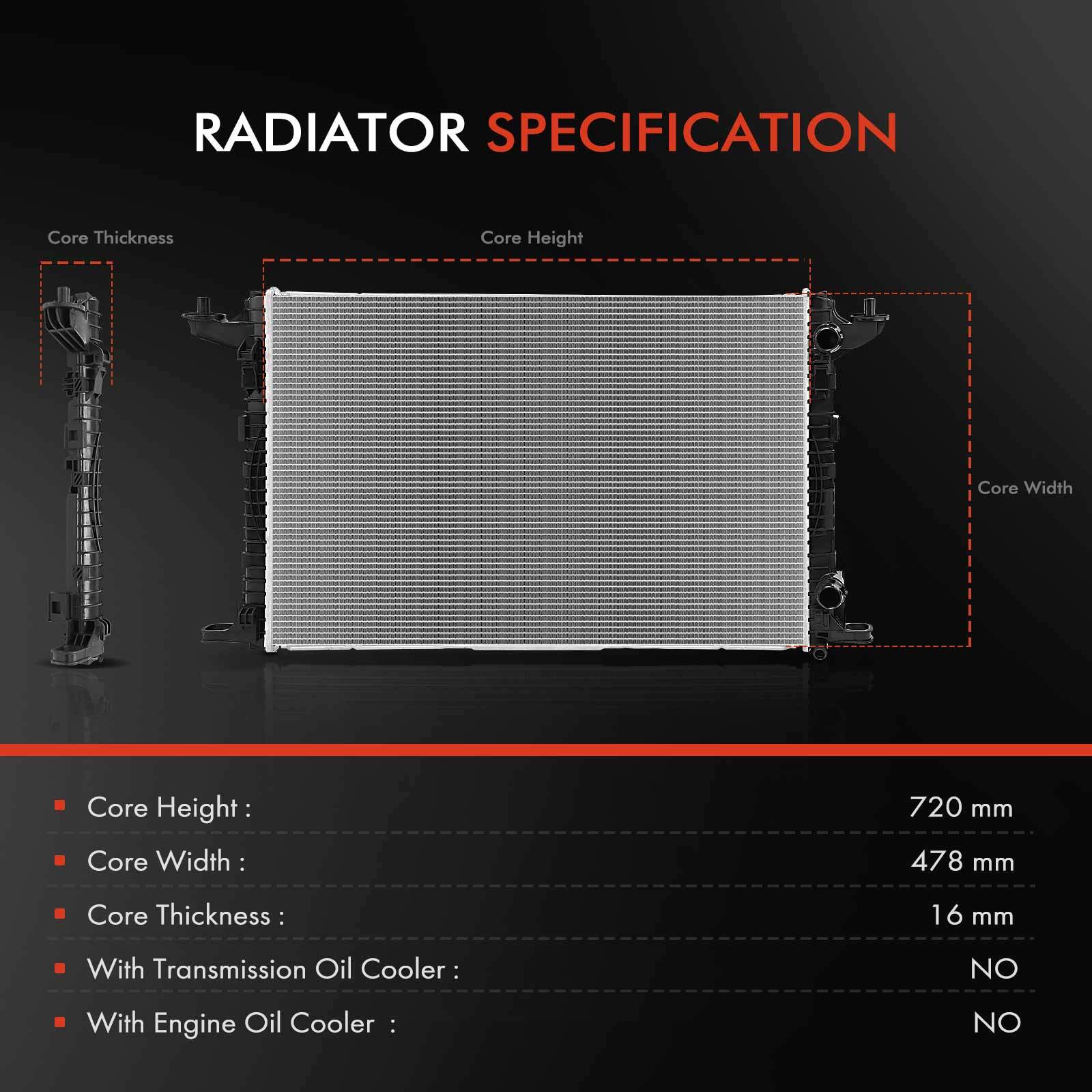 Engine Cooling Radiator for Audi A4 B9 A5 F53 F57 F5A 1.4 2.0 ...