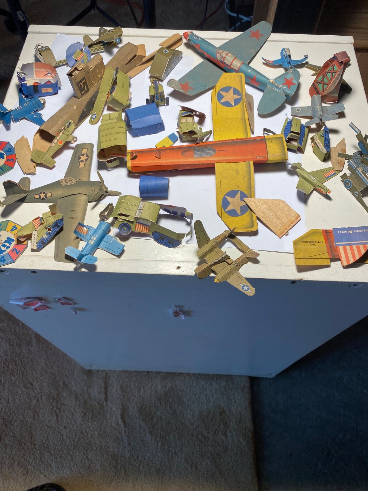 X84 Vtg Lot of WW2 Military Paper & Cardboard Cutouts Planes Subs Ships ...