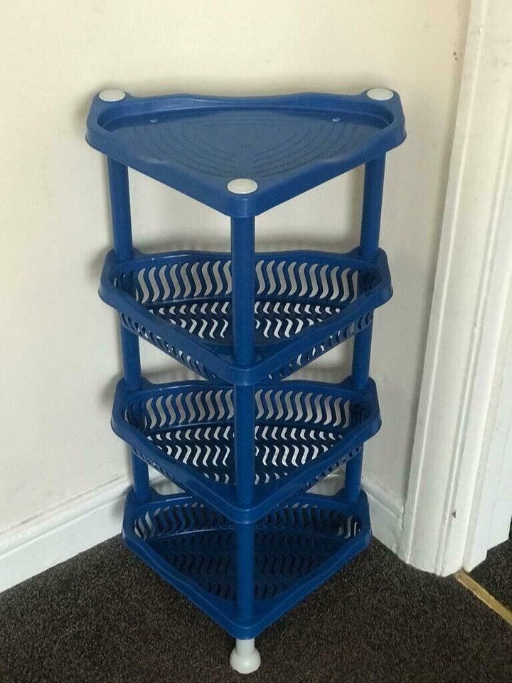 Plastic Shower Caddy Corner Shelf Pole Rack Kitchen Storage Unit | eBay UK