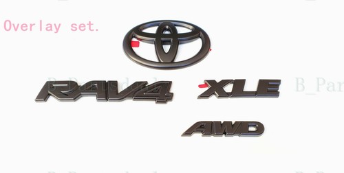 4PCS RAV4 XLE AWD Matte Black Emblem Overlay Badge Fit 2019-2023 TOYOTA ...
