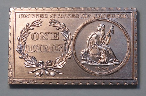 1837 United States Liberty Seated Dime Numistamp Medal 1973 Mort Reed ...