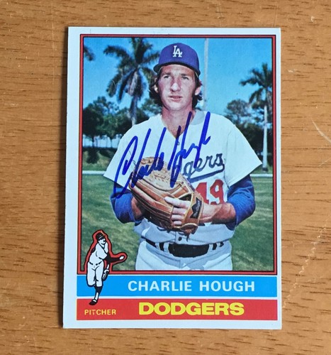 Charlie Hough Los Angeles Dodgers Signed Autograph 1976 Topps Baseball ...