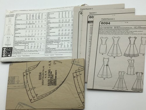 New Look 6094 Sewing Pattern Misses Dresses Size A 8 10 12 14 16 18 Red ...