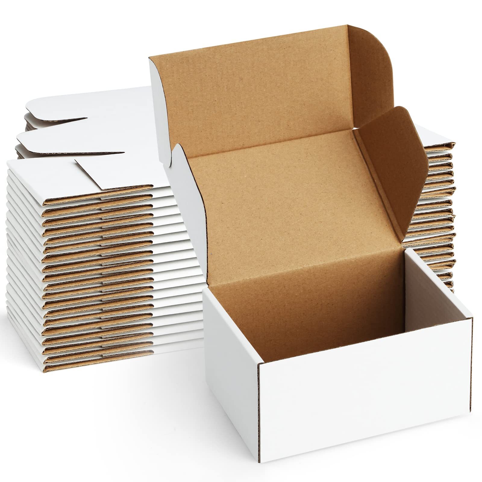 Shipping Boxes 6x4x3 inches Small Mailing Boxes 25 Pack White Cardboard ...