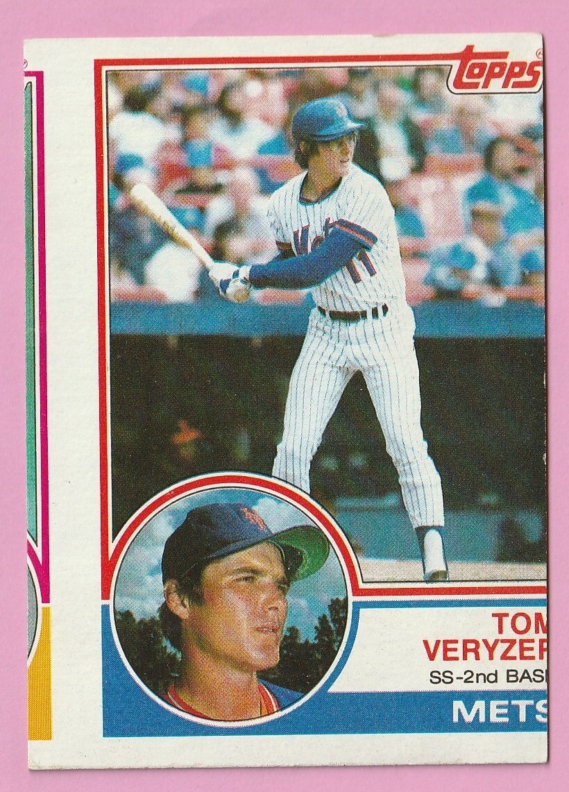 1983 Topps Baseball Card #496 Tom Veryzer Mets MISCUT OddBall ERROR *8B ...