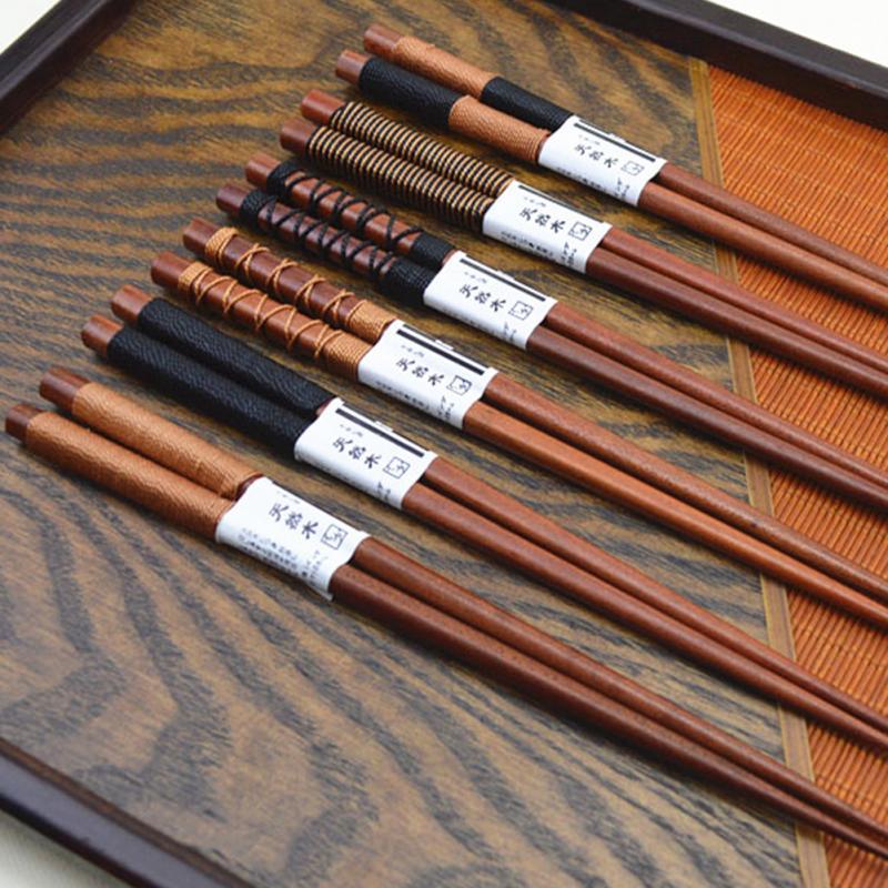1 Pair Elegant Natural Handmade Wood Chopsticks China Style String ...
