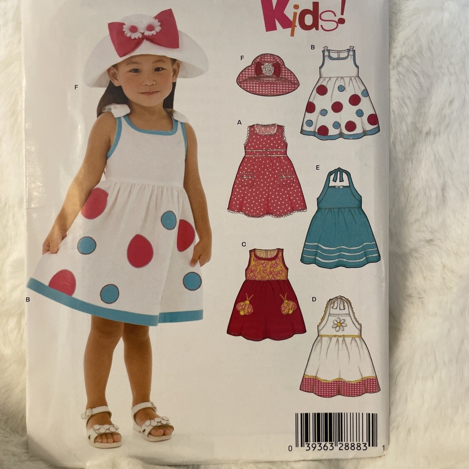 ~New Uncut Sewing Pattern New Look 6474 Girls Toddler Summer Dresses ...
