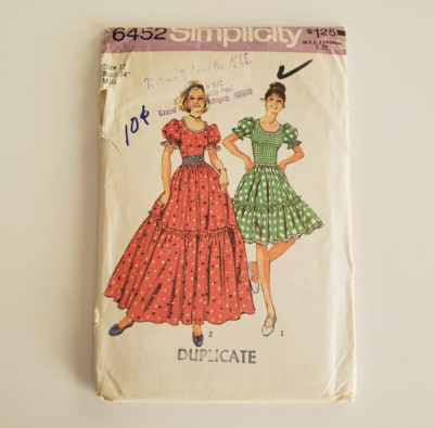 Simplicity 6452 Sewing Pattern 70s Square Dance Dress Size 12 Uncut | eBay