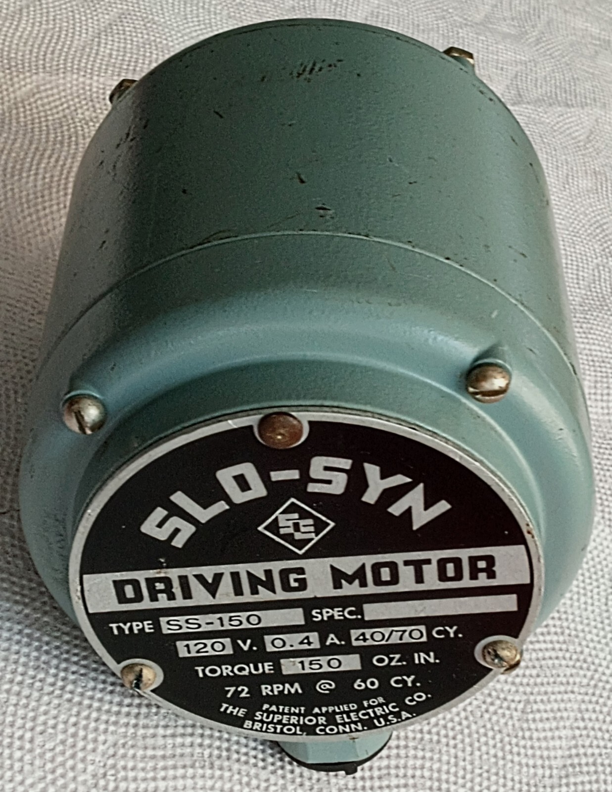 Superior Electric SS150 Slo-syn Driving Motor 120 VAC .4 a 72 RPM 40/70 ...