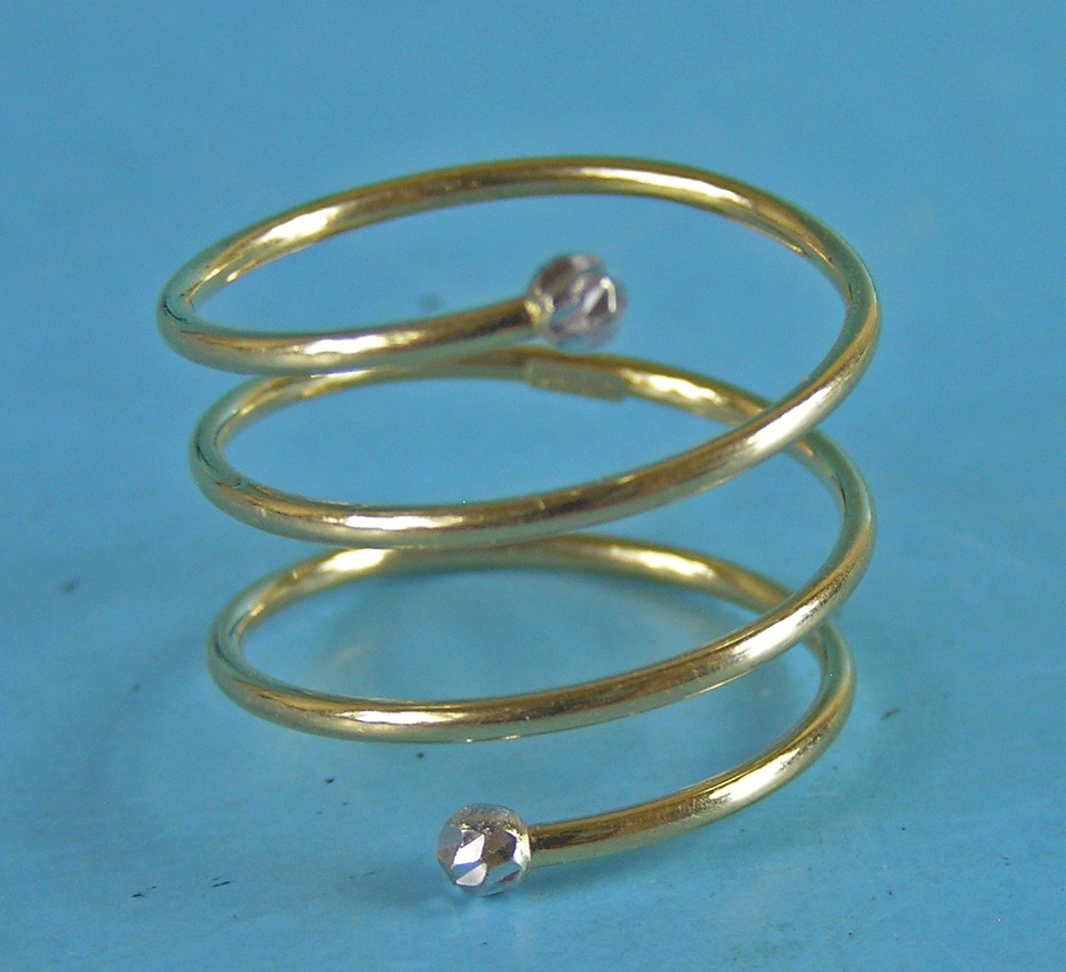 14K SLC Yellow & White Gold Coil Spring Ring Swirl Band Cocktail Size 8 ...