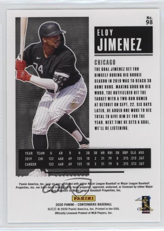 2020 Panini Contenders Green Eloy Jimenez #98 8rw | eBay