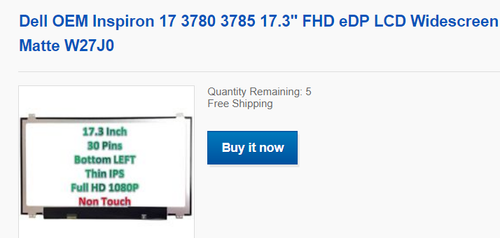 Dell OEM Inspiron 17 (3780 / 3785) 17.3 FHD LCD Non-Touch WIDE Screen ...