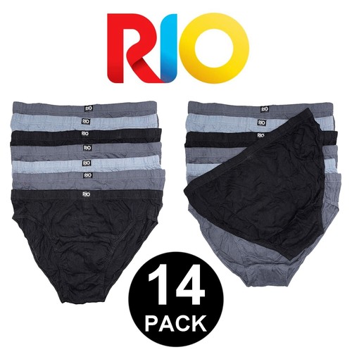 Rio 14 Pack Mens Cotton Plain Hipster Briefs Undies Underwear Grey ...