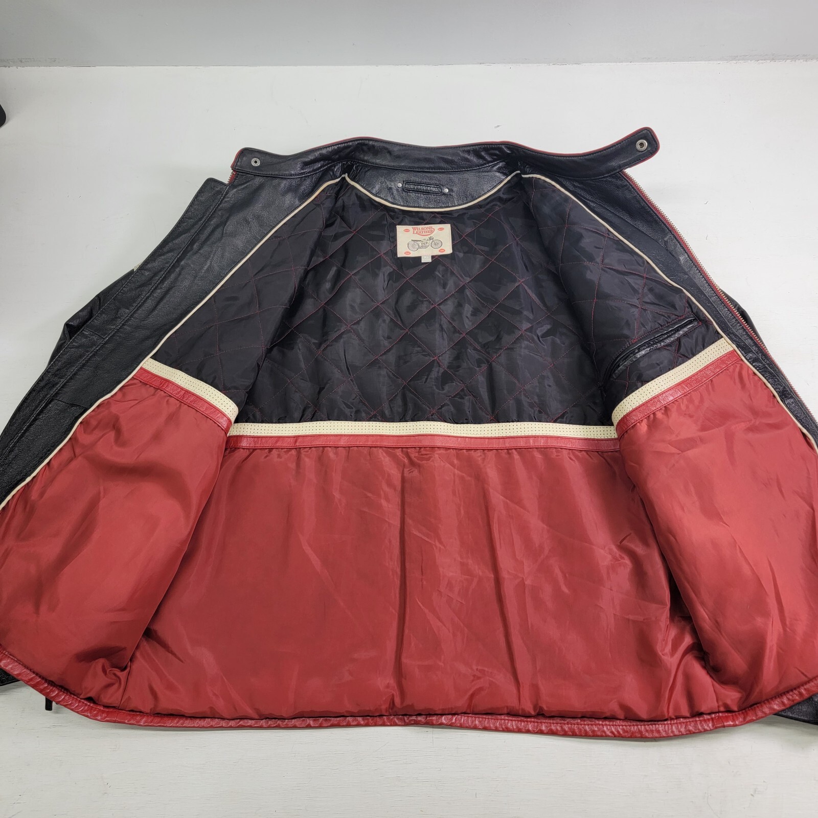 Vintage Wilsons Leather Racer Striper Motorcycle Biker Jacket Men's ...