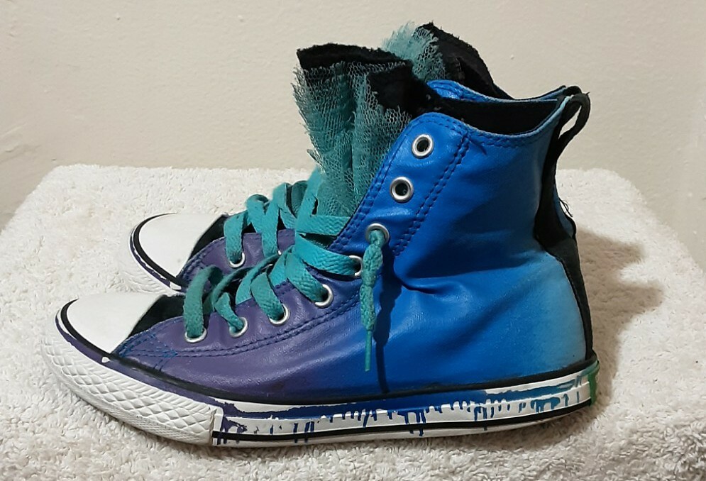 Converse All Star Girls Block Party Blue & Purple High Top Multicolored ...