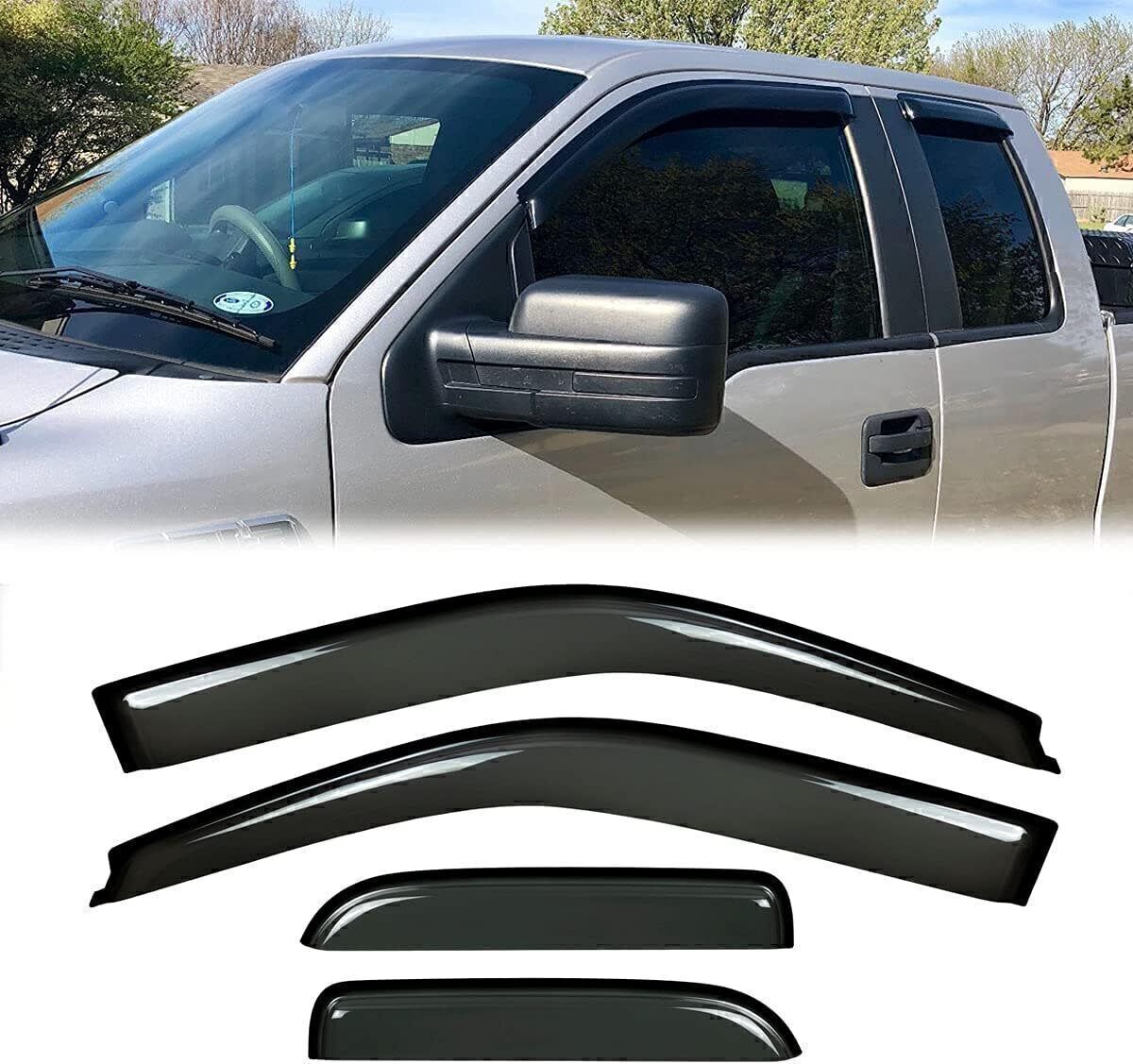 Fit For 2004-2014 Ford F150 Super Cab Window Vent Visors Sun Rain Guard ...