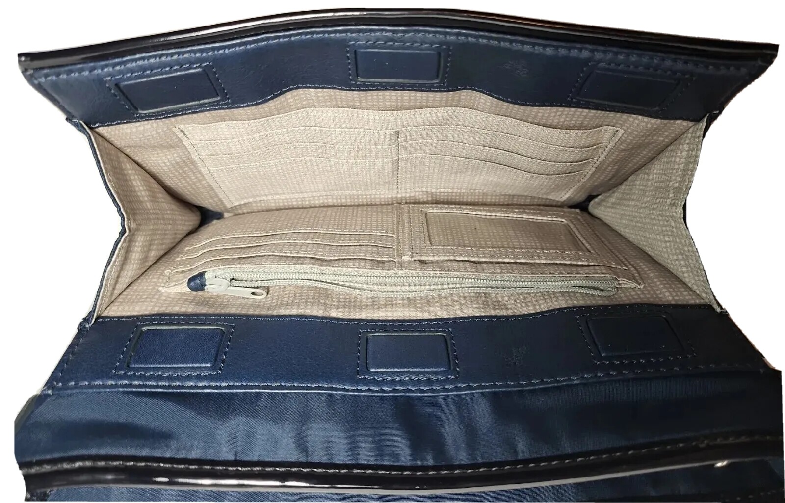 BRIGHTON NAVY BLUE TWISTER SQUARED BALDWIN CROSSBODY FRONT WALLET ...