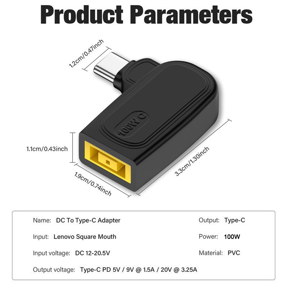 Laptop Charger Converter USB Type C to DC PD 100W Power Charging Cable ...