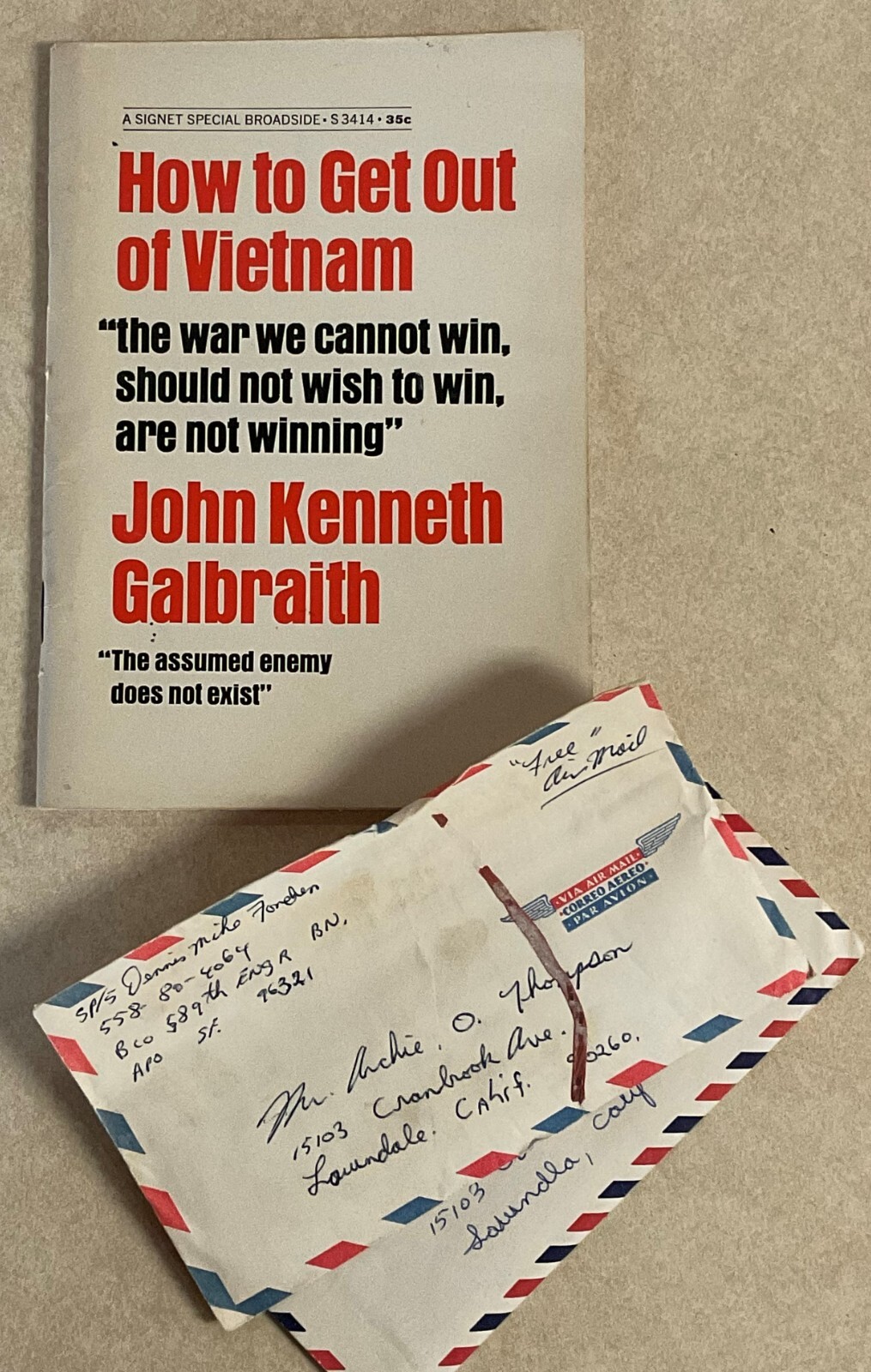 How to Get out of Vietnam by John Kenneth Galbraith w/2 Personal ...