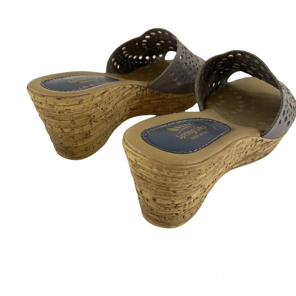 Spring Step Sandals Slides Made in Italy Gray Leather Size 41 or 9.5/10 ...