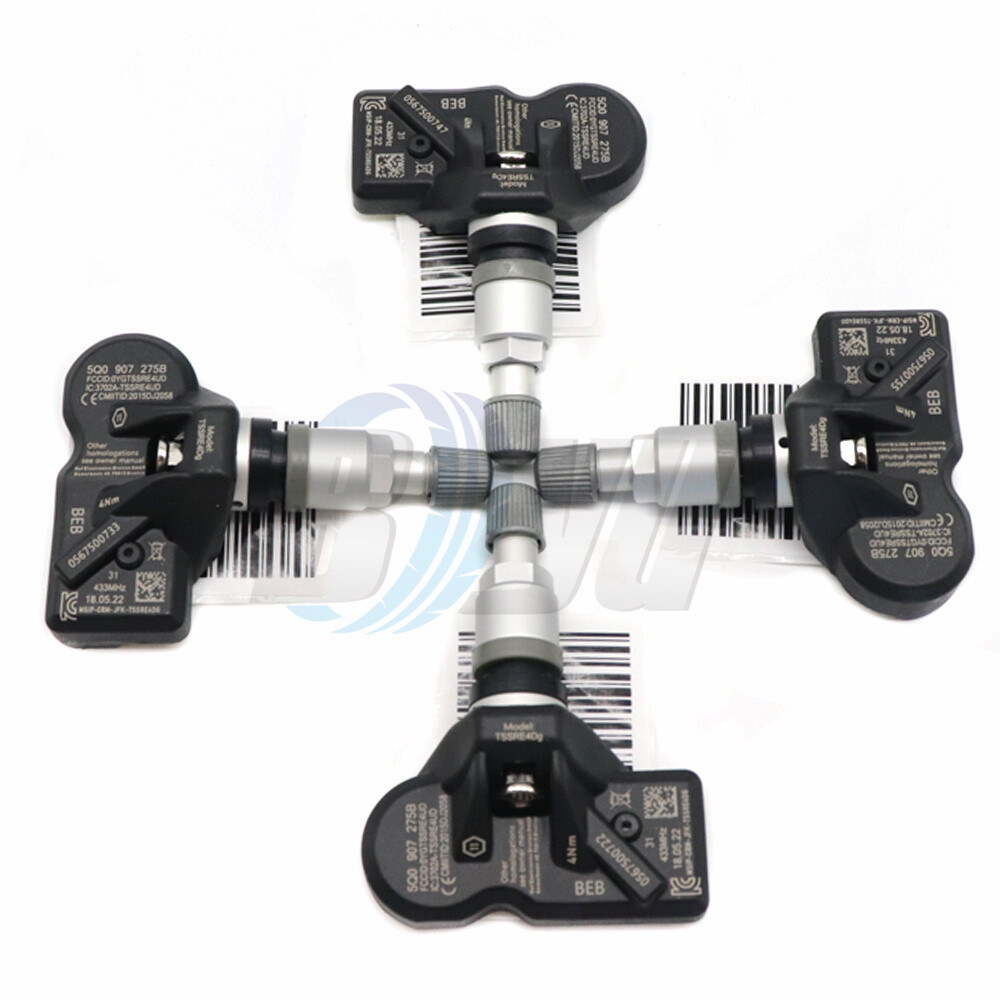 4x Tire Pressure Sensor TPMS 5Q0907275B 433Mhz For AUDI SKODA PORSCHE ...