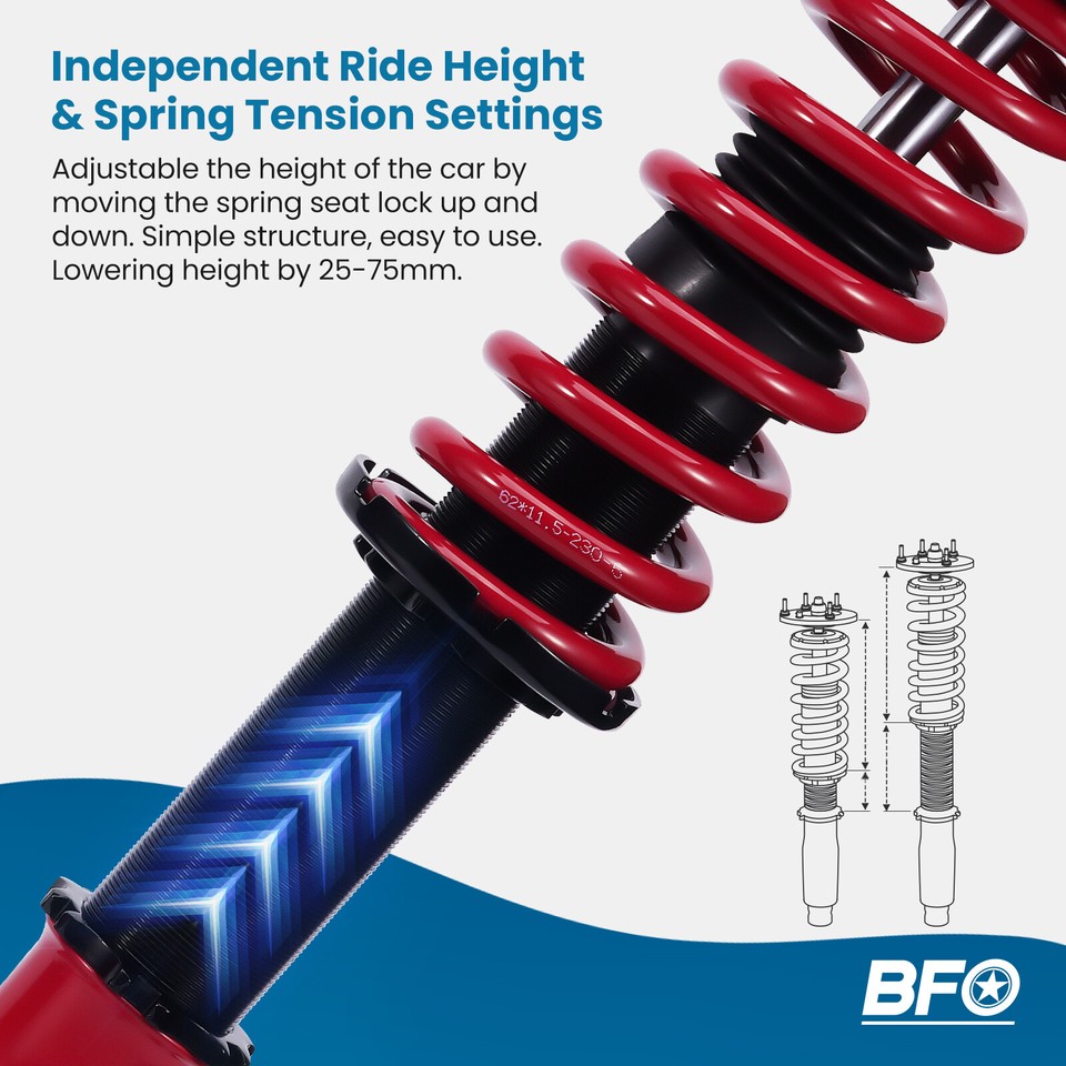 BFO Coilovers Suspension Shocks Struts Lowering Kit For Mazda 323 1999 ...