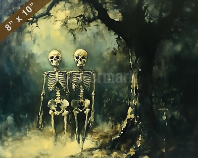 Skeletons near a dark tree oil painting 8x10 Print | eBay