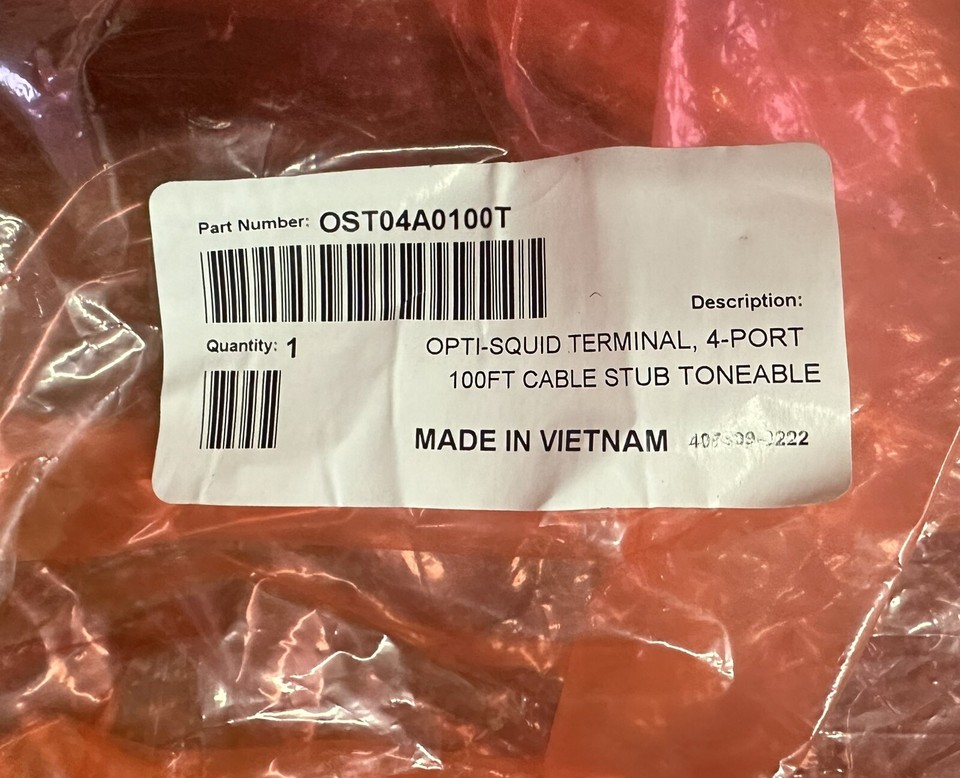 (4) 100FT 100 Ft Channell Opti-Squid Terminal 4 Port Cable Stub ...