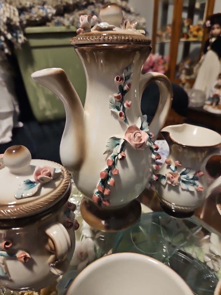 Vintage Porcelain Rose Tea Set Made In Italy | eBay