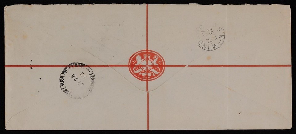 NEW SOUTH WALES Registered Official Envelope 1892 use of Centennial QV ...