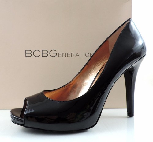 BCBG BCBGeneration DION Dress Open Toe High Heel Pumps Black Patent Size 10 | eBay