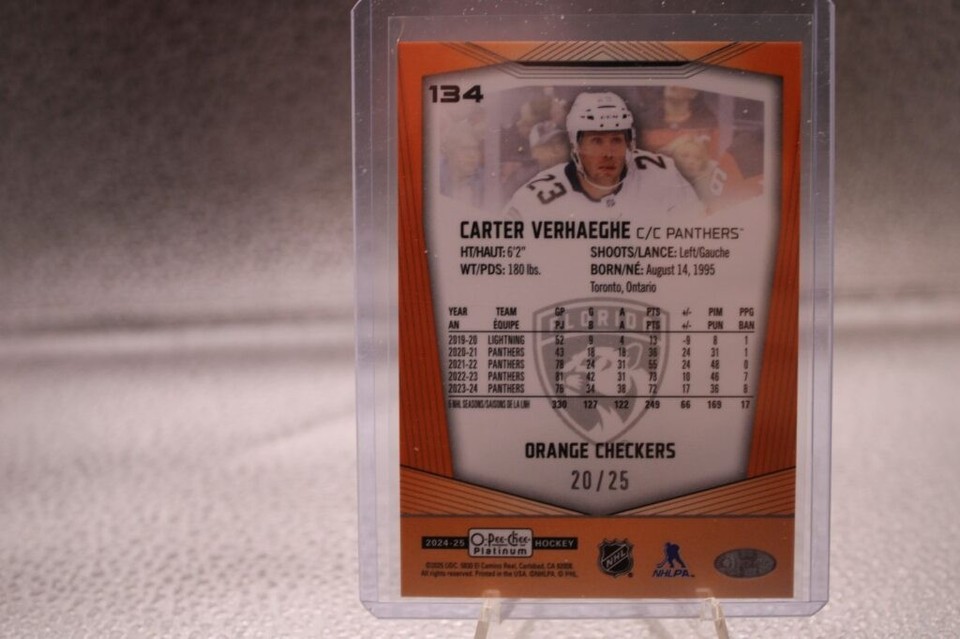 Carter Verhaeghe 2024-25 UD O-Pee-Chee Platinum Orange Checkers /25 ...