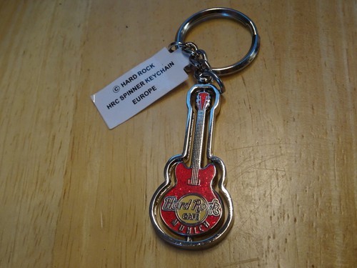 Hard Rock Cafe Munich keychain keyring spinning guitar red sparkling | eBay
