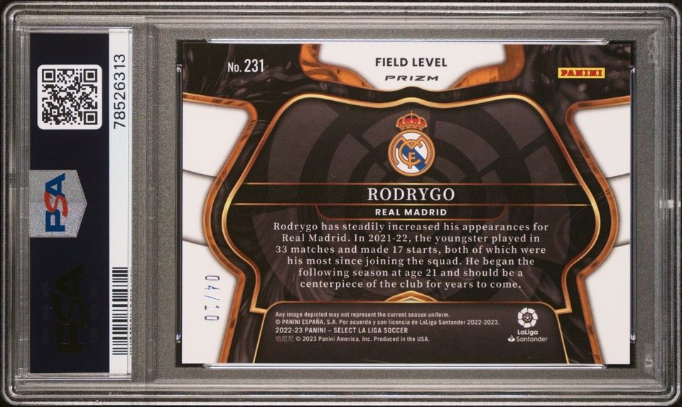 2022-23 Rodrygo Panini Select Field Level Gold Mojo Real Madrid Card 4/ ...