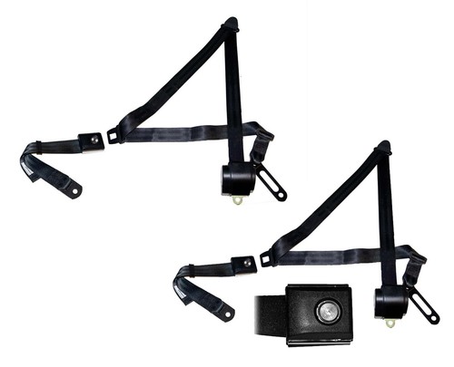 3 POINT RETRACTABLE MEDALLION BLK SEAT BELTS MUSCLECAR HOTROD TRUCK ...