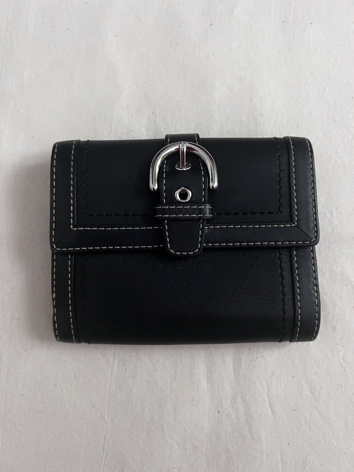 Coach Black Leather Coin Bill Wallet - Gem