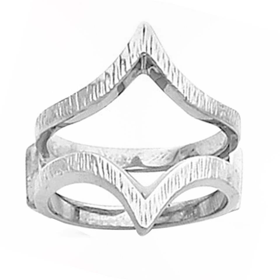 14K White Gold Plated Silver Engagement Wedding Guard Insert Enhancer ...