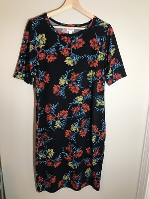 LuLaRoe Julia Dress Women’s Size Large Floral Black Red LLR | eBay