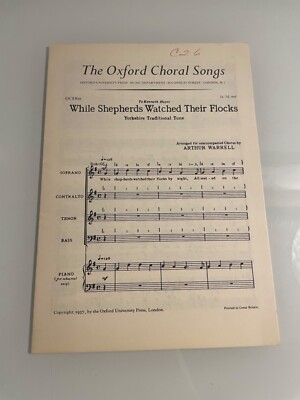 Oxford Choral Songs sheet music 1937 While Shepherd watched their ...