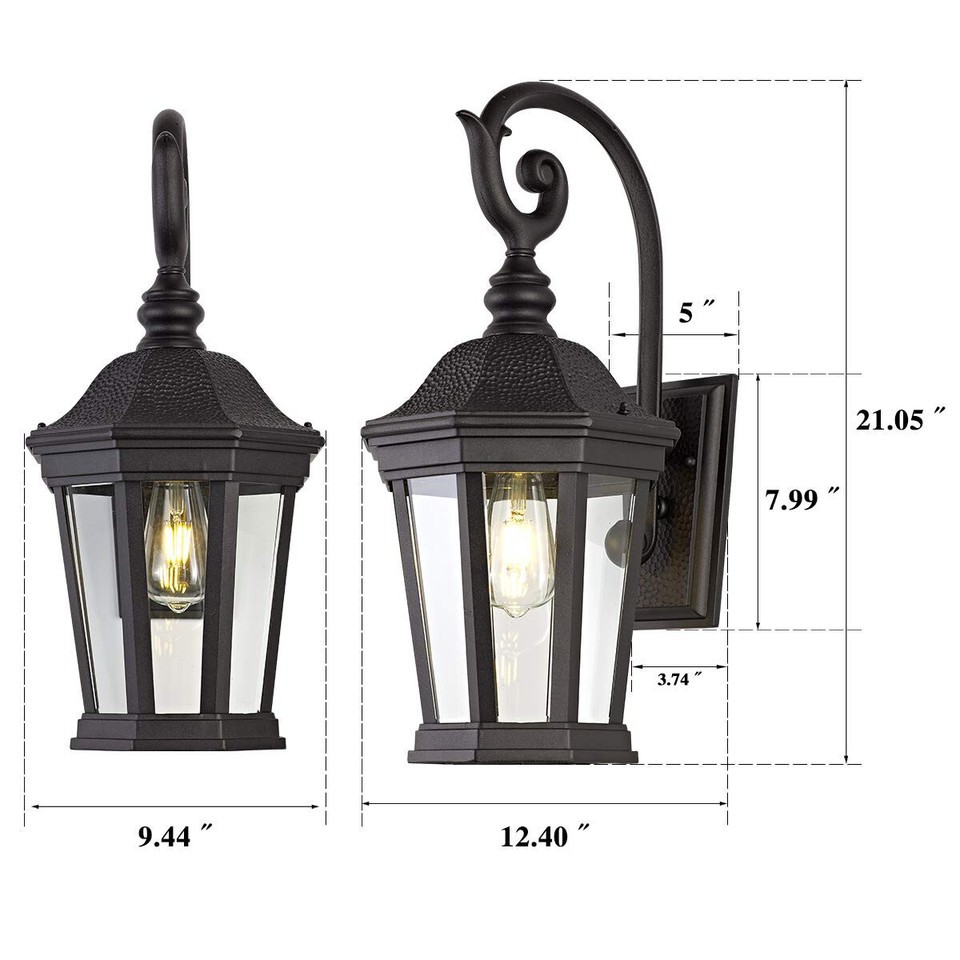 Large Outdoor Wall Sconce Mate Black Exterior Light Fixture for House ...