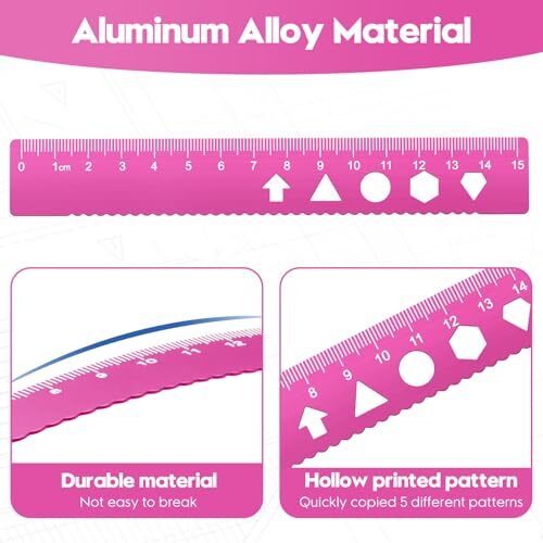 Triangle Ruler, Protractor, Square and Ruler Set, 4 Pieces Aluminum ...