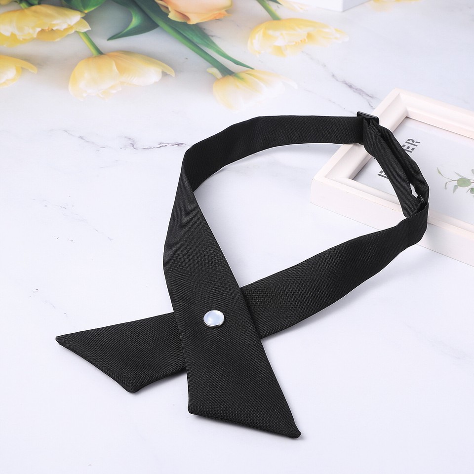 Women's Cross Bow Tie Pre-tied Crossover Necktie for Girl JK&JC Uniform ...