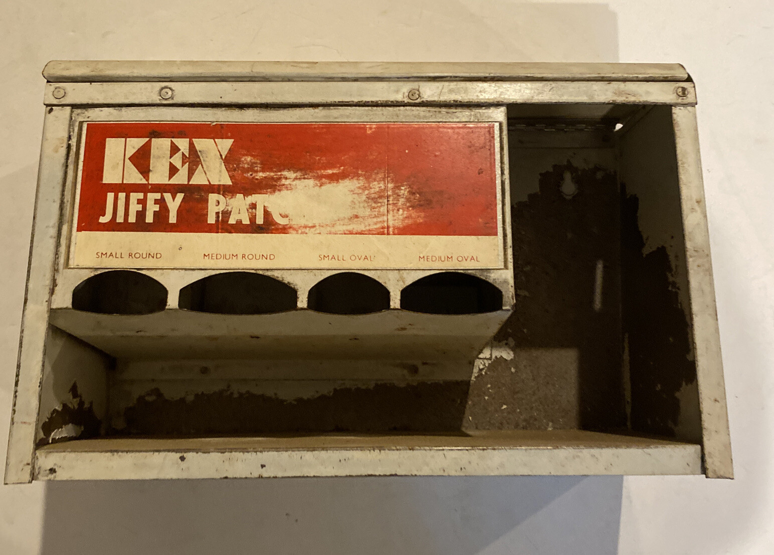 Vintage Old Kex JIFFY PATCH Tin Metal Display Case Wall Counter ...