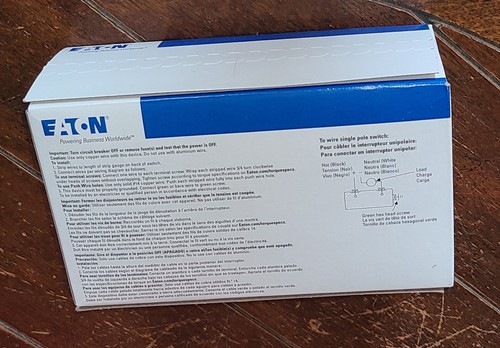 10 Pack EATON 15 AMP Single Pole Decorator Switch -WHITE- #7501W-10-LW ...